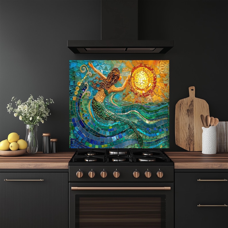 Mosaic Mermaid Glass Kitchen Backsplash: Heat & Scratch Resistant - Etsy