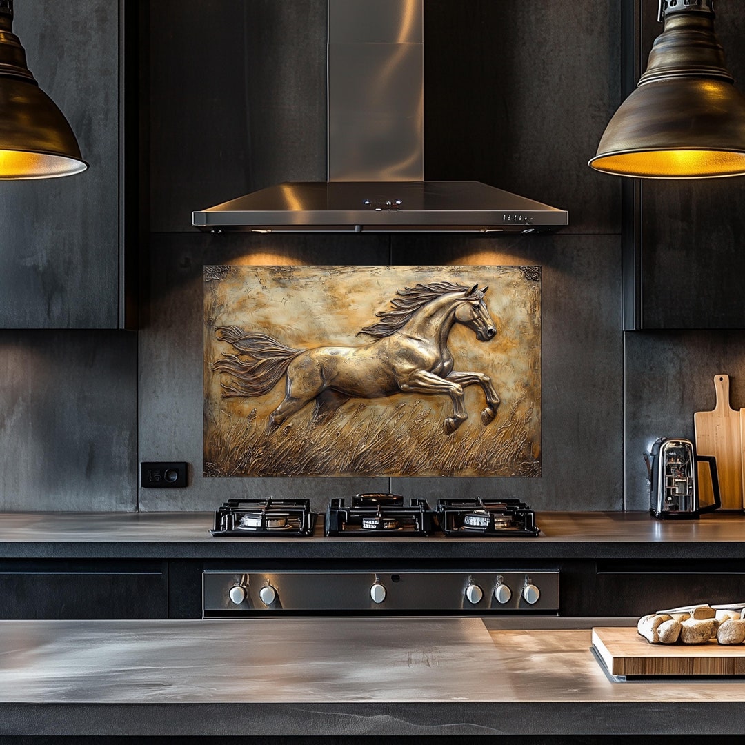 Tempered Glass Kitchen Backsplash,horse Glass Backsplash, Glass ...