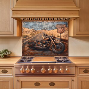 Retro Road Trip Glass Kitchen Backsplash: Rustic Mountain Copper Design ...