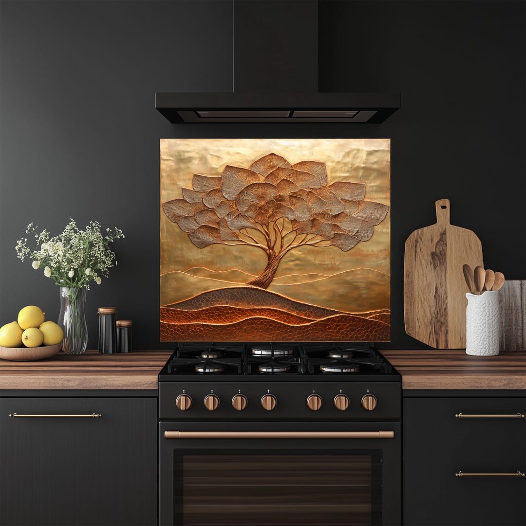 Tempered Glass Kitchen Backsplash, Dragon Tree Backsplash, Glass ...