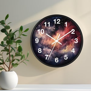 Clouds Clock | Night Sky Clock | Stars Wall Clock | Celestial Home ...