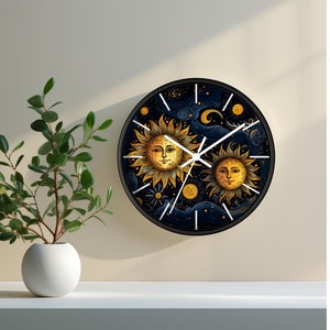 Celestial Sun Wall Clock | Cottage Core Wall Decor | Moon Clock ...