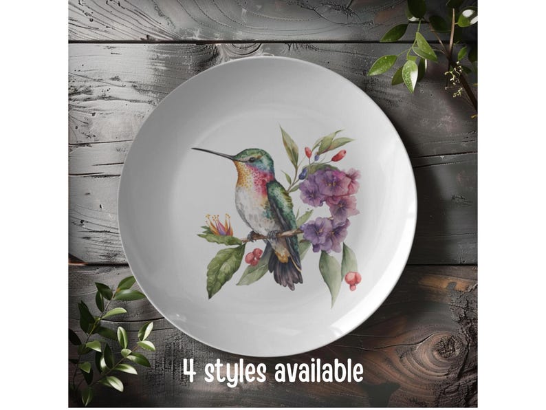 Hummingbird Plate Set | Cute Hummingbird and Flowers Plate ...