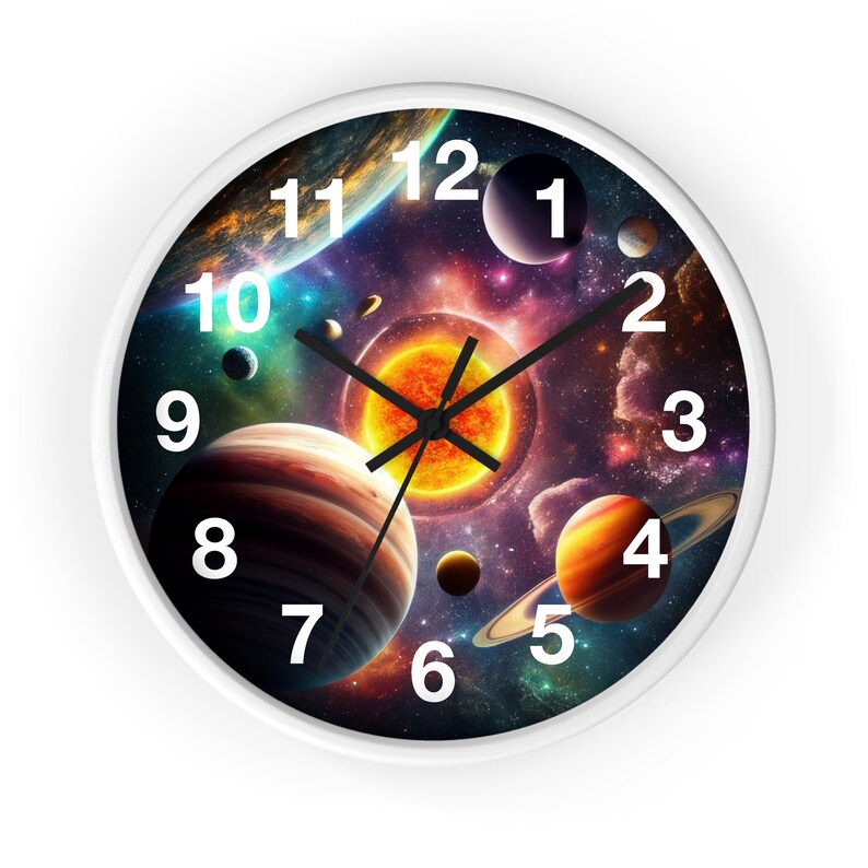 Outer Space Wall Clock | Solar System Clock | Planets Wall Clock ...