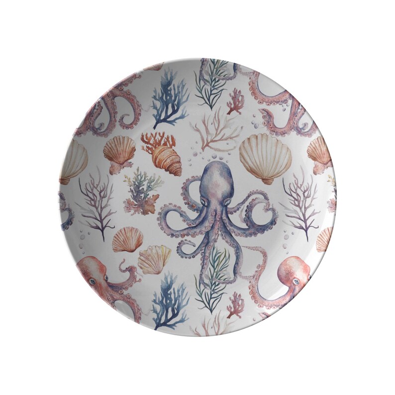 Octopus Plate | Octopus Ocean Plate | Coastal Dinnerware | Nautical ...