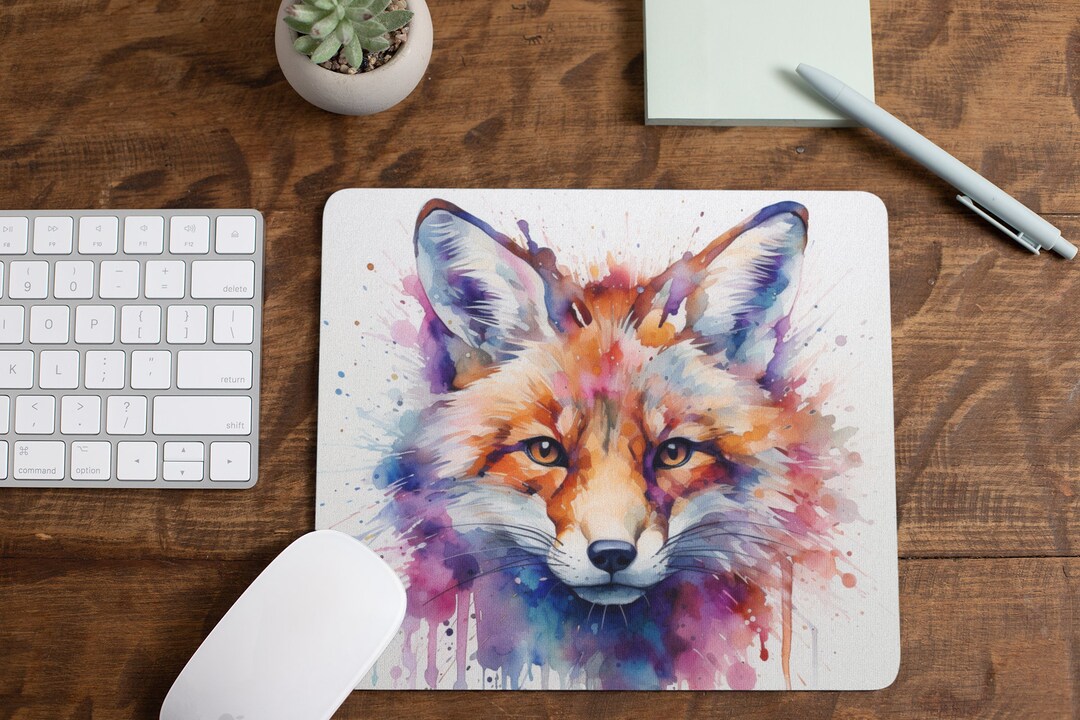 Watercolor Fox Mouse Pad | Fox Lover Office Gift | Nature Mouse Pad ...