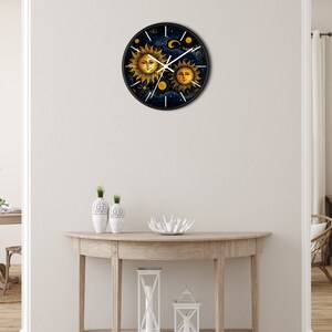 Celestial Sun Wall Clock | Cottage Core Wall Decor | Moon Clock ...
