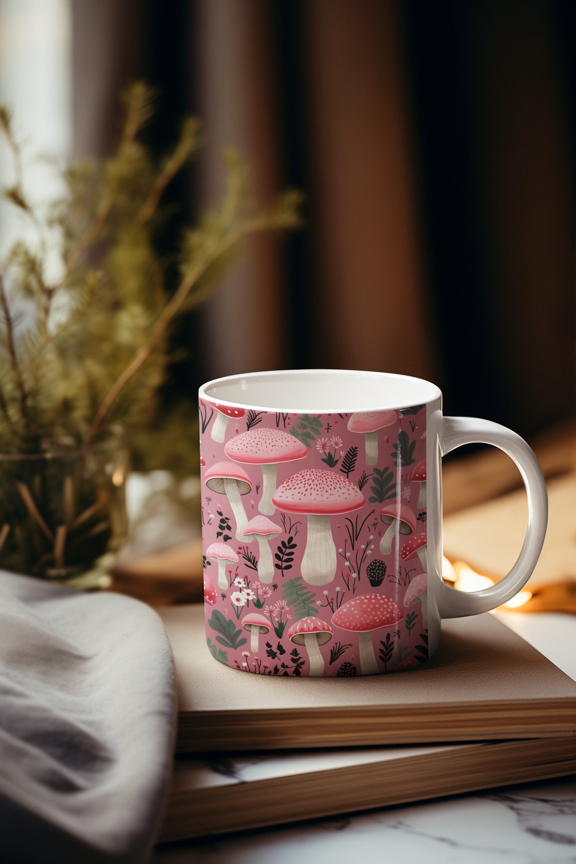 Pink Mushroom Color Morphing Mug | Cute Mushroom Mug Gift | Mushroom ...