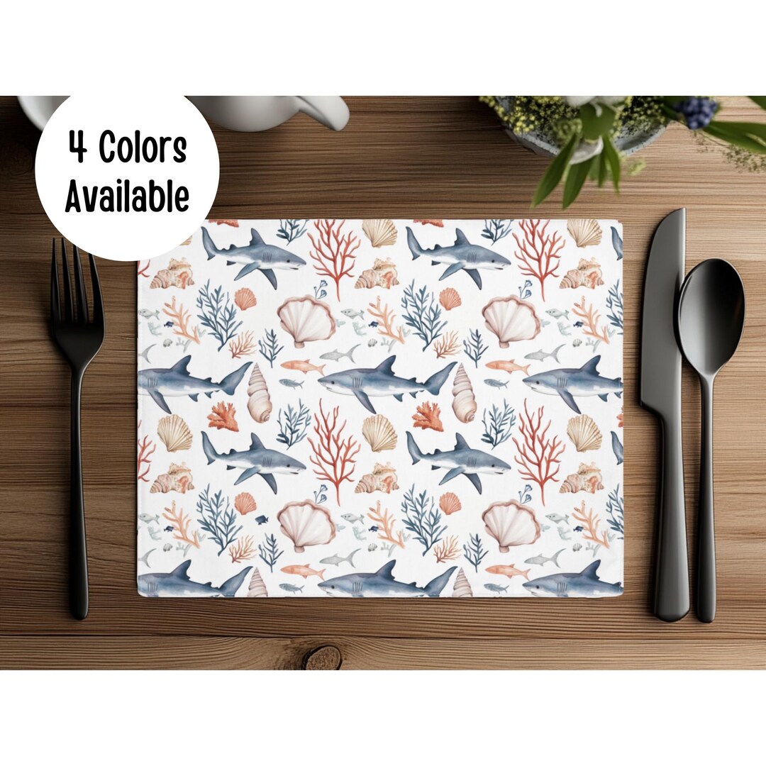 Shark Placemat | Ocean Themed Placemat | Shark Dining Table Decor ...