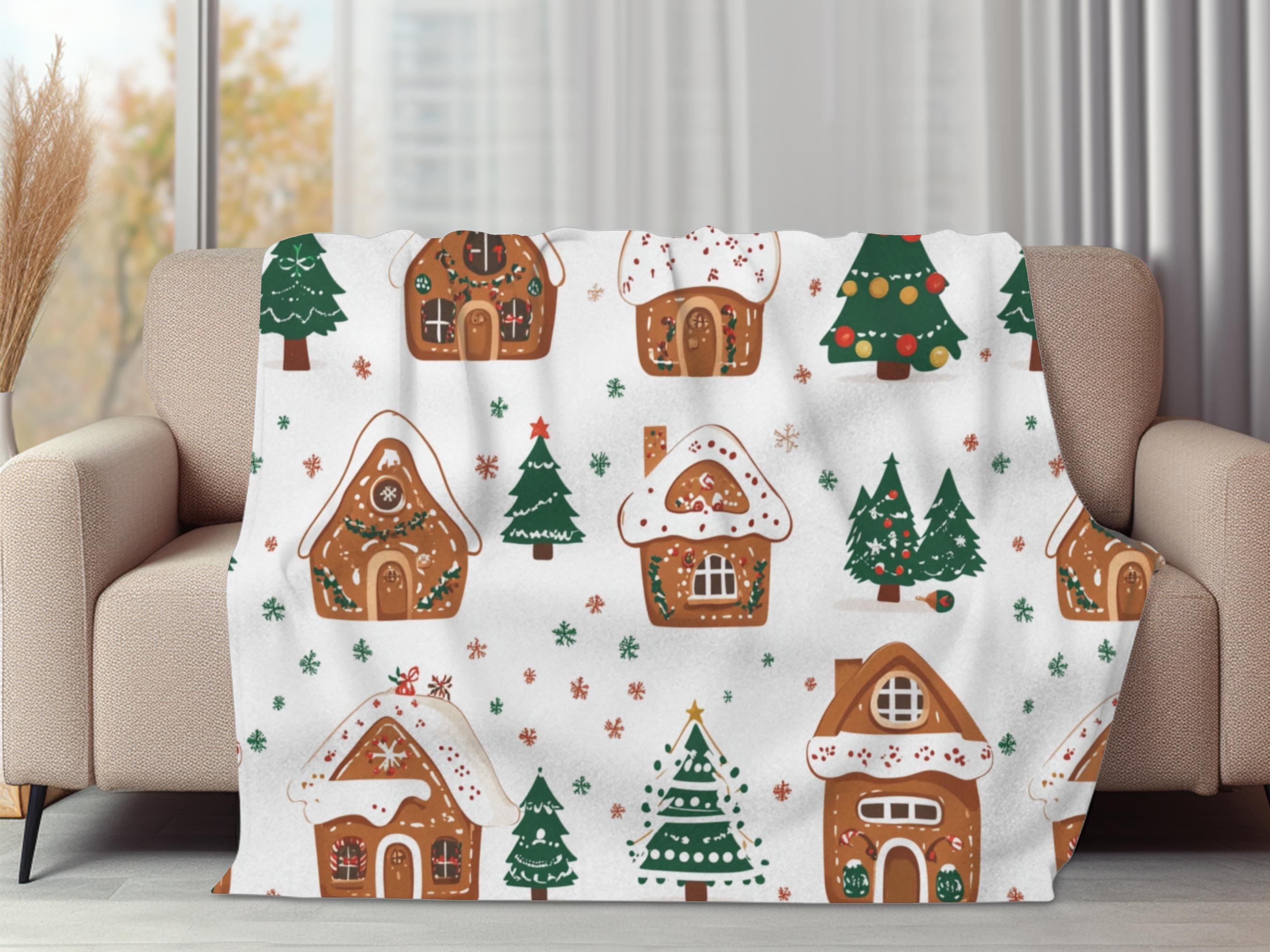 Gingerbread House Blanket Winter Themed Blanket White Christmas Throw ...