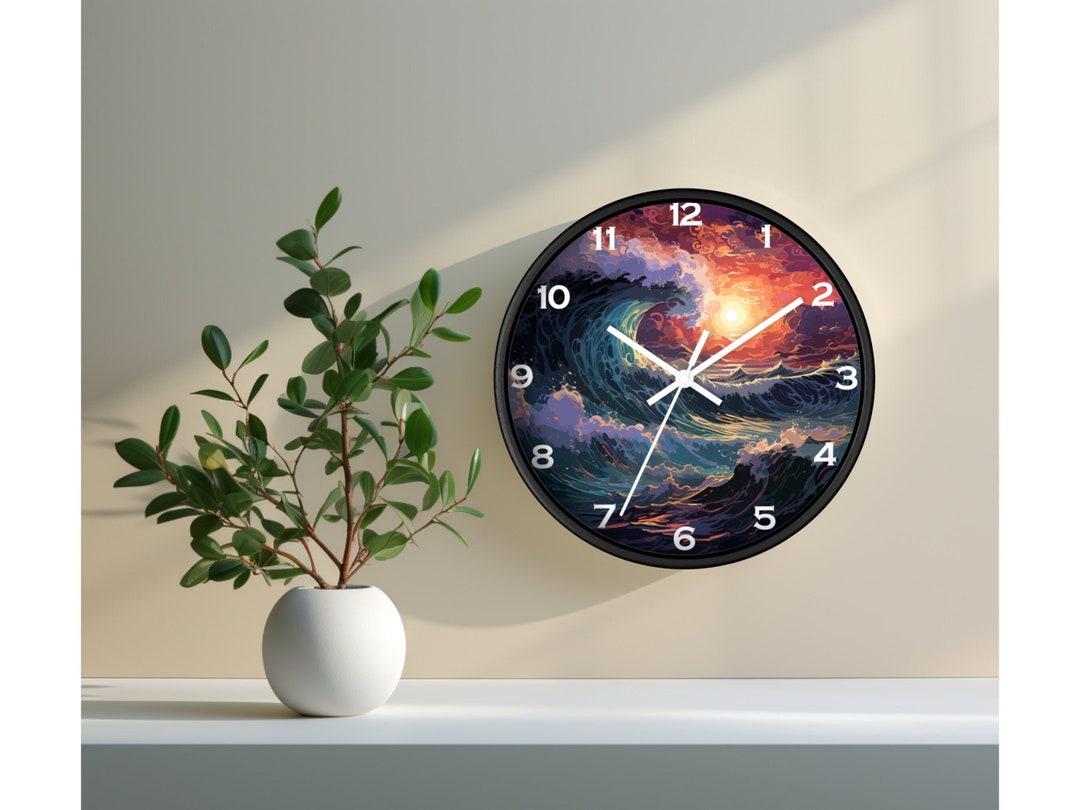 Waves Clock Scenery Clock Ocean Clock Surfer Decor Beach House Decor ...