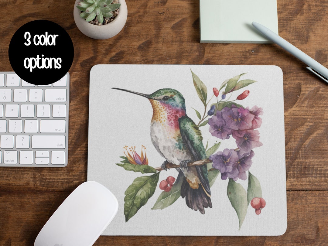 Personalizable Hummingbird Mouse Pad | Cute Hummingbird and Flowers ...