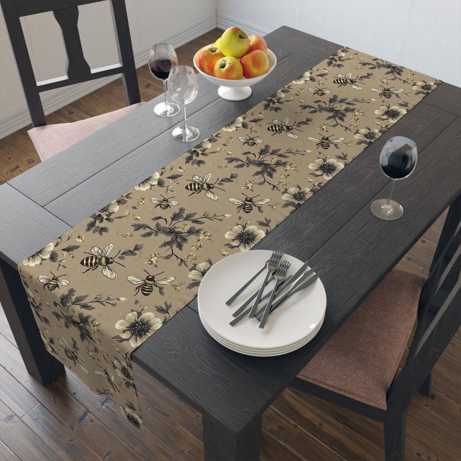 Bees Table Runner | Bee and Floral Table Setting | Bee Lover Gift ...