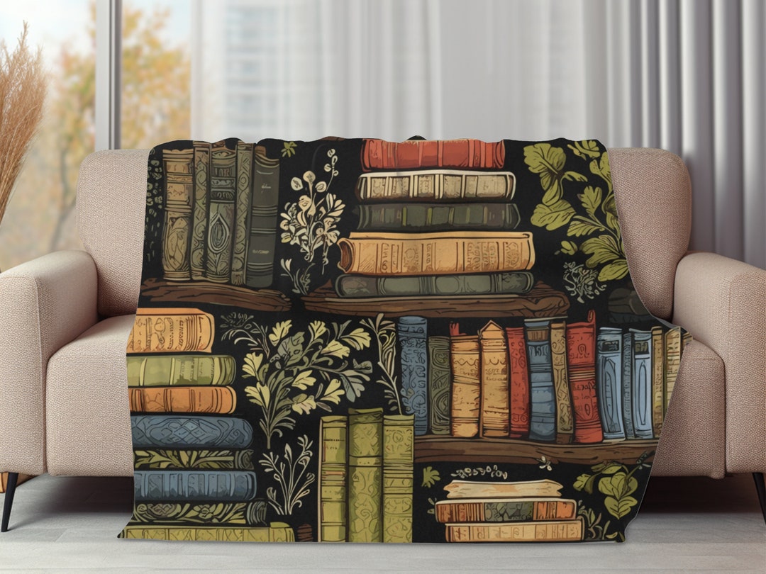 Books and Vines Plush Blanket Book Lover Gift Library Couch Throw Avid ...