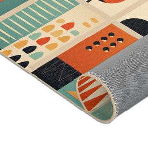 Mid-century Modern Geometric Area Rug | Retro Abstract Area Rug | Art ...