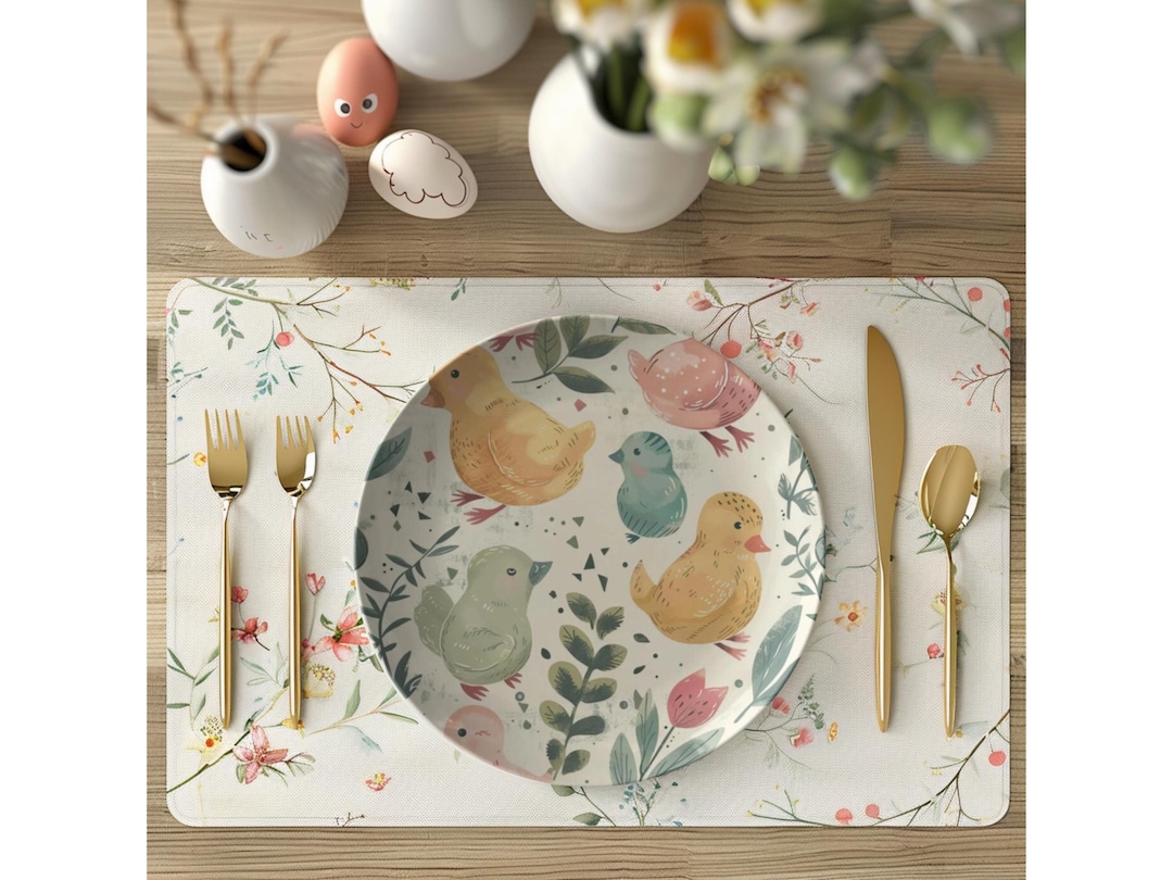 Baby Chicken Plate Set | Easter Chick Plate | Spring Tableware | Rustic ...