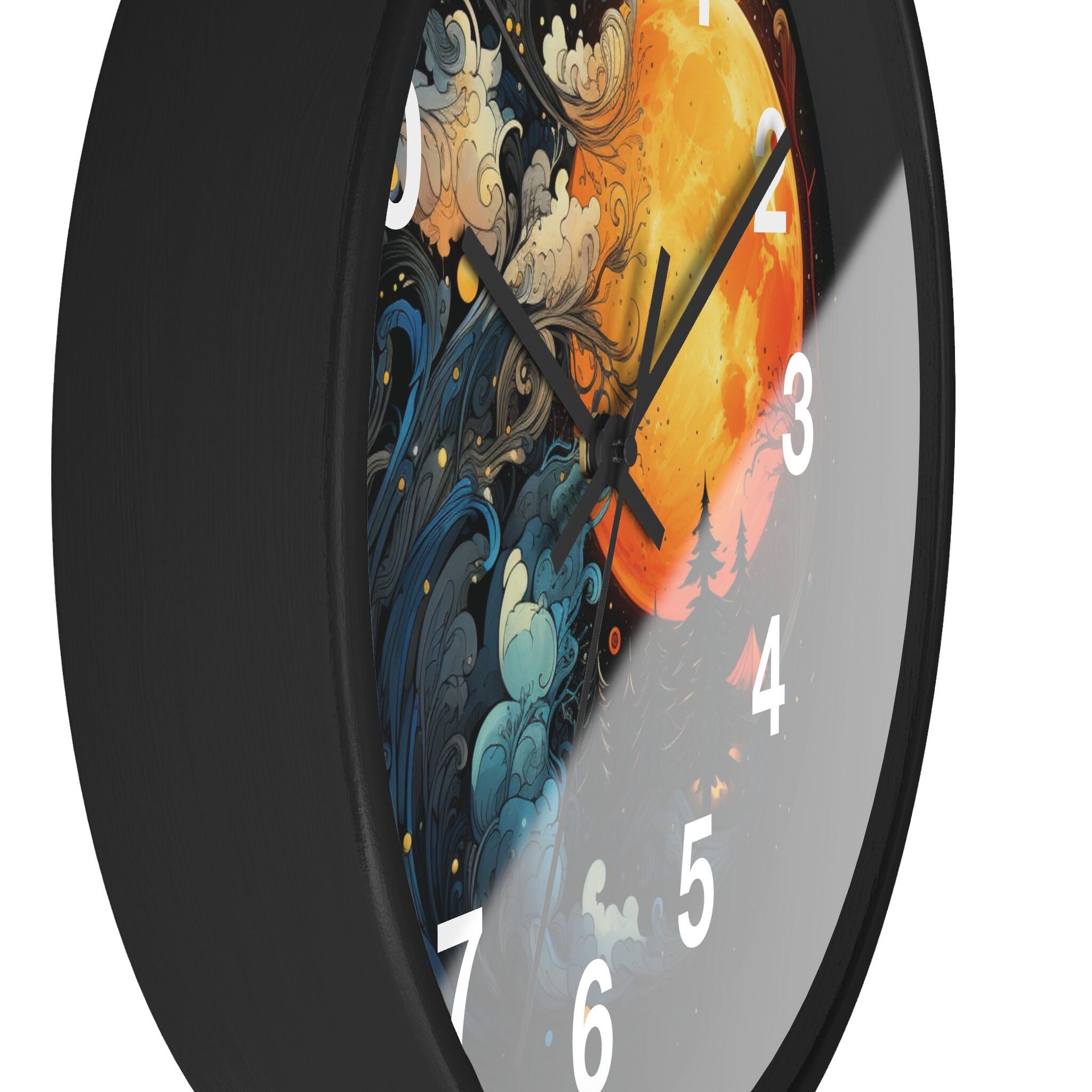 Celestial Nature Wall Clock Sun and Moon Wall Decor Battery Operated ...