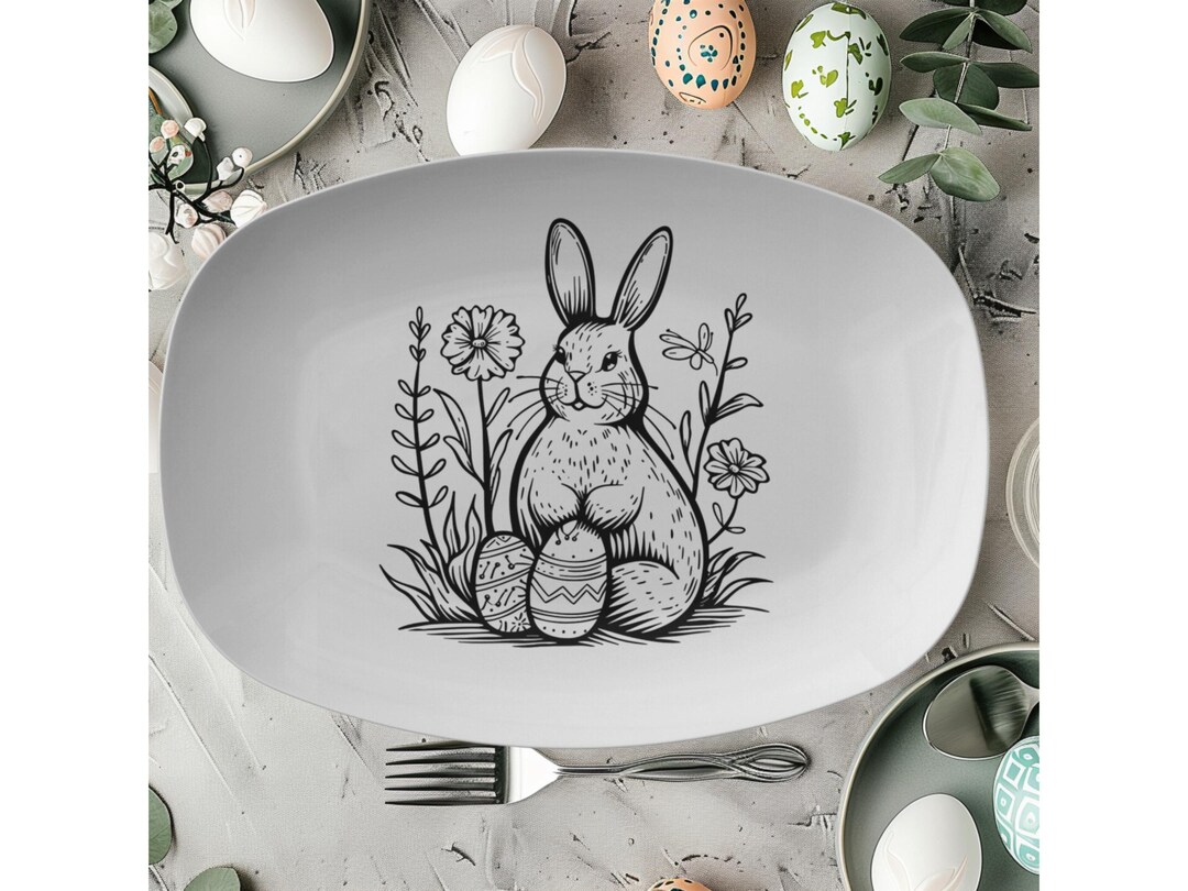 Rabbit Serving Platter | Farmhouse Platter | Easter Serving Platter ...