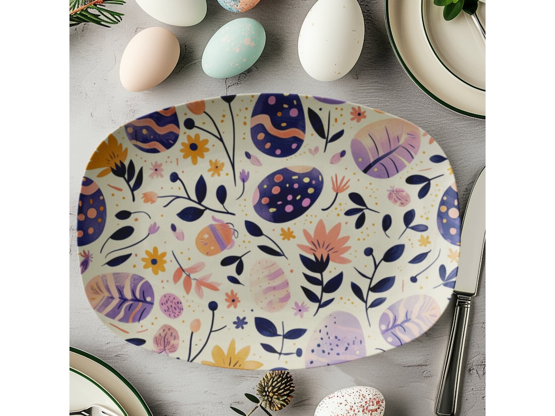 Purple Easter Egg Platter | Botanical Easter Decor for Dinner Party ...