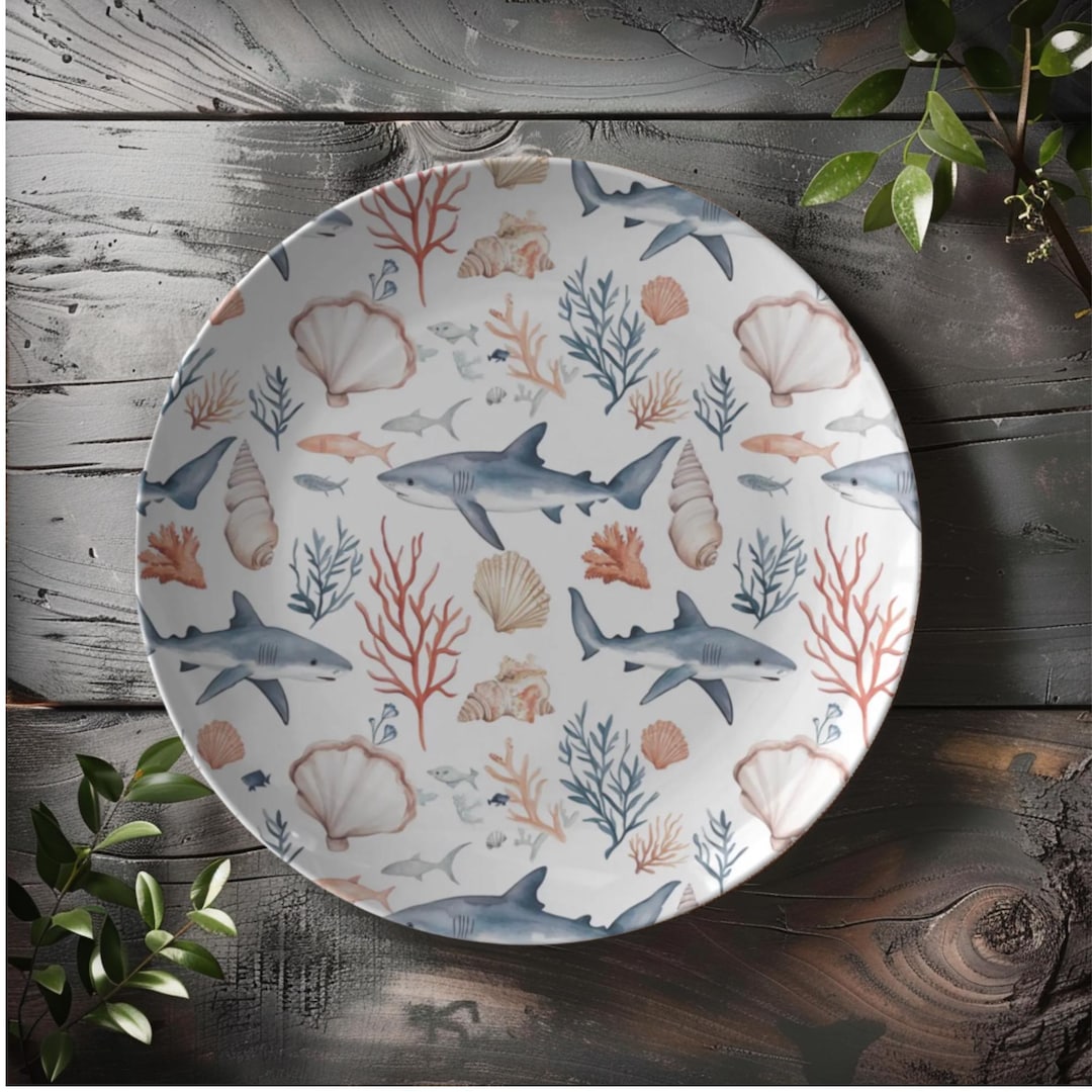 Shark Plate | Ocean Adventure Shark Themed Dinner Plate | Coastal ...