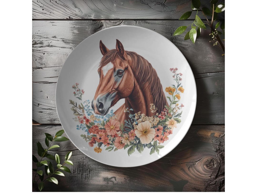 Brown Horse Plate Set | Horse Gift for Horse Lover | Horse Dinnerware ...