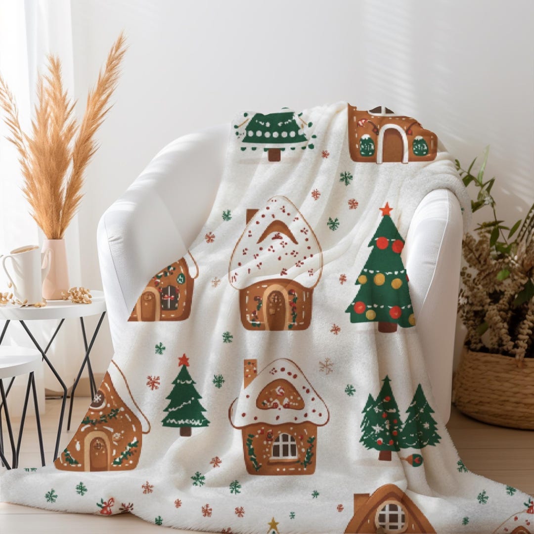 Gingerbread House Blanket | Winter Themed Blanket | White Christmas ...