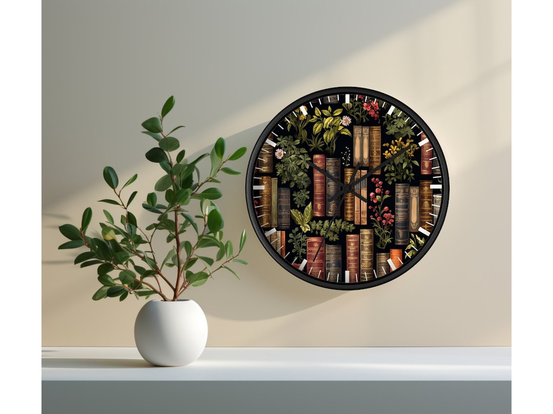 Book Clock Gift | Reader Clock | Gift for Book Lovers | Flowers and ...