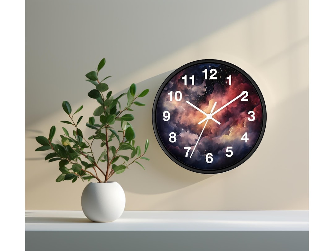 Clouds Clock | Night Sky Clock | Stars Wall Clock | Celestial Home ...