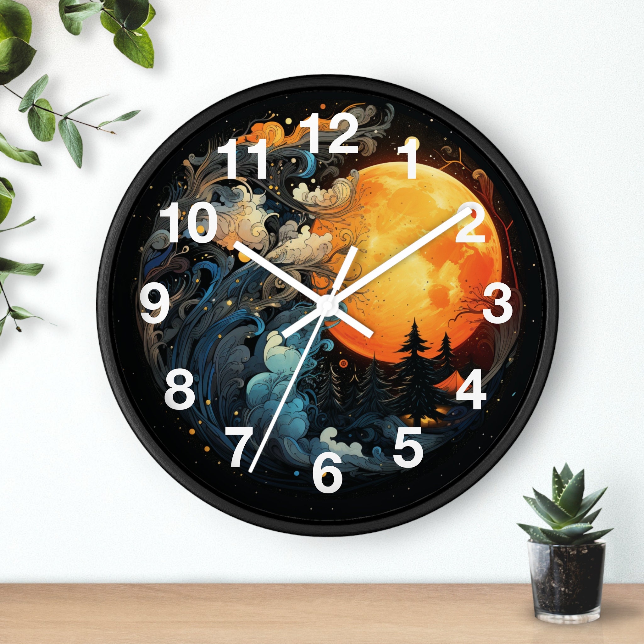 Celestial Nature Wall Clock Sun and Moon Wall Decor Battery Operated ...