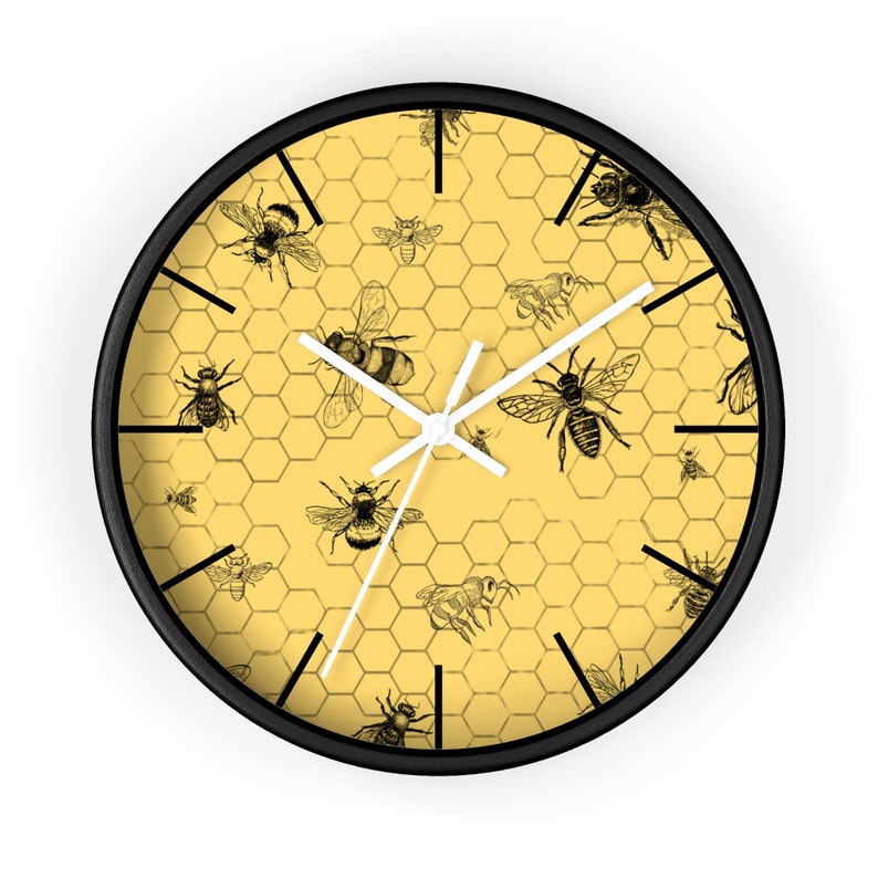 Bee and Honeycomb Wall Clock Cute Bees Clock Gift for Bee Lovers ...