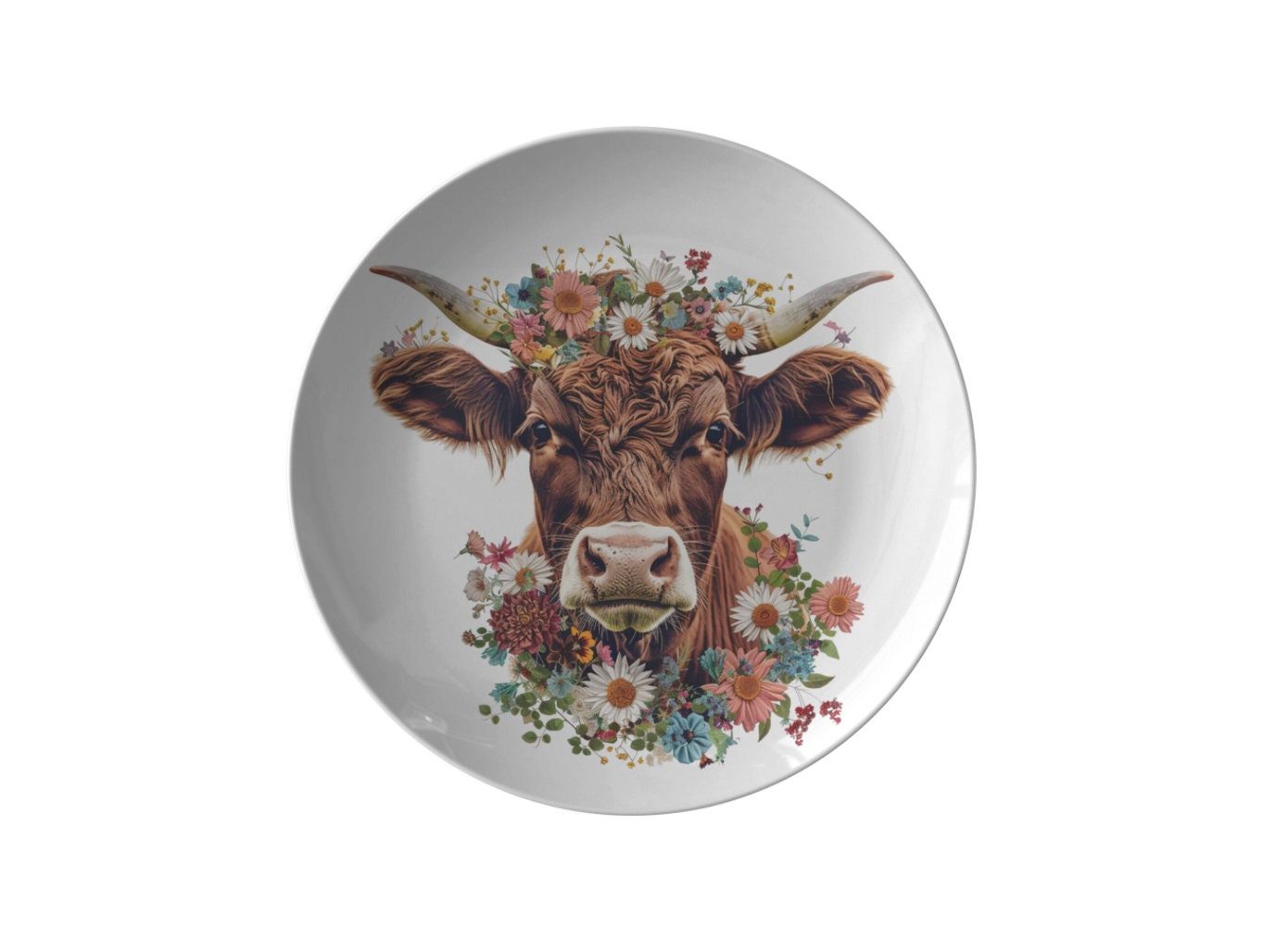 Floral Cow Plate | Cow Gift for Cow Lover | Cute Cow Decor | Bull Cow ...