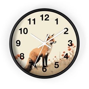 Red Fox Wall Clock | Cottage Core Wall Decor | Woodland Nursery Decor ...