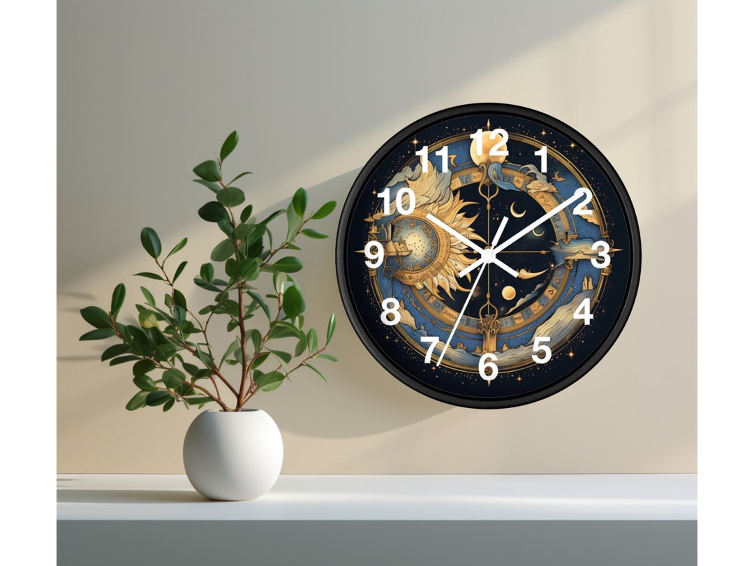 Celestial Moon Phase Wall Clock Cottage Core Wall Decor Moon Clock Sun ...