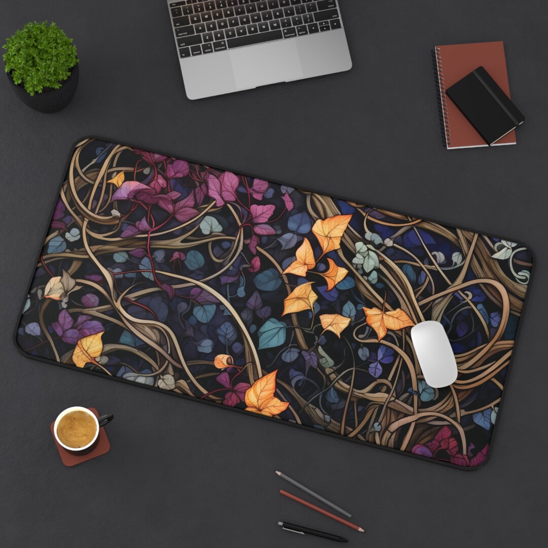 Tangled Vines Desk Mat | Colorful Botanical Desk Mat | Office Gift for ...