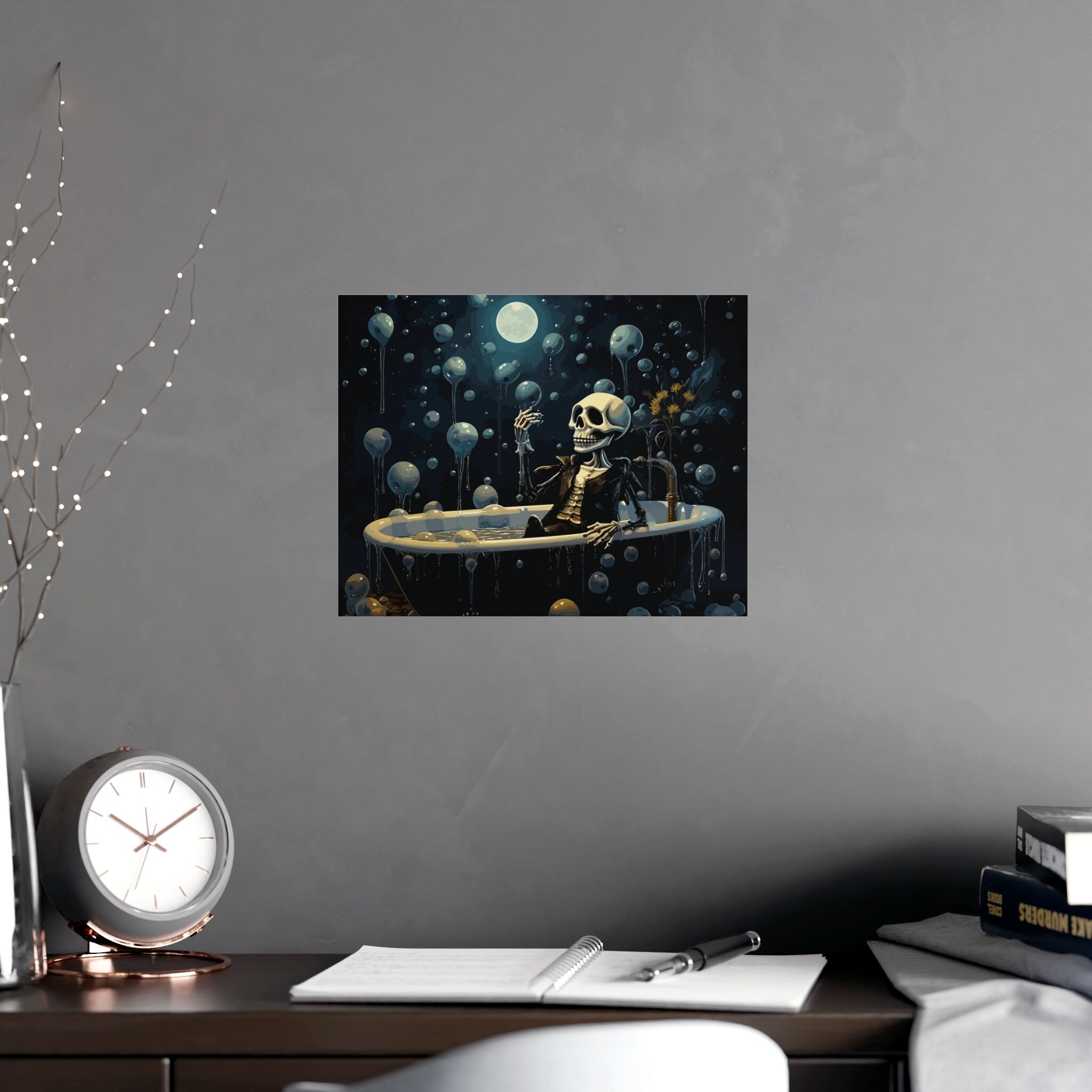 Skeleton in the Bath Tub Matte Poster | Restroom Skeleton Poster | Cool ...