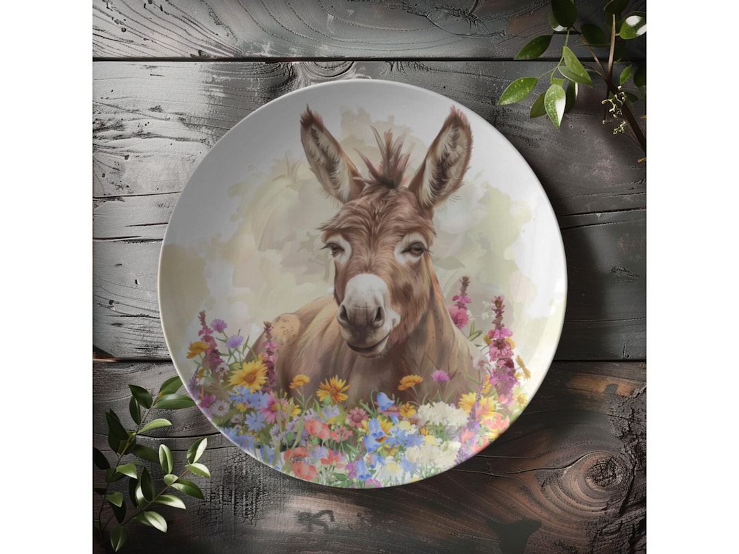 Farmhouse Donkey Plate | Floral Farm Donkey Plate | Country Farm Dishes ...