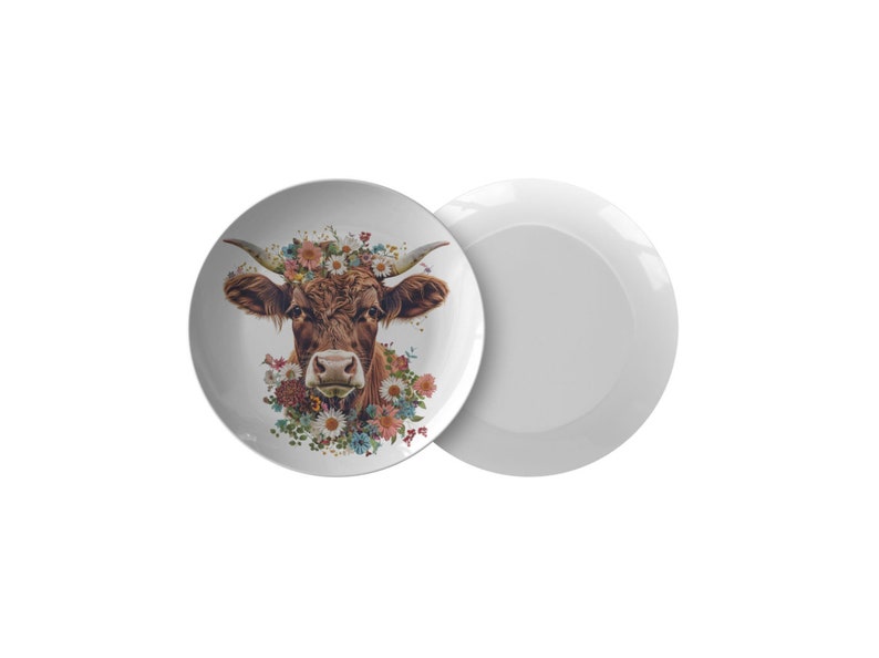 Floral Cow Plate | Cow Gift for Cow Lover | Cute Cow Decor | Bull Cow ...