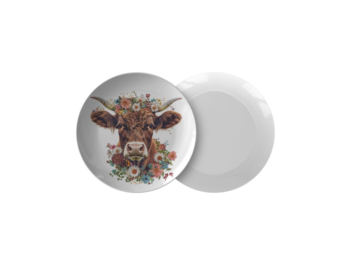Floral Cow Plate | Cow Gift for Cow Lover | Cute Cow Decor | Bull Cow ...