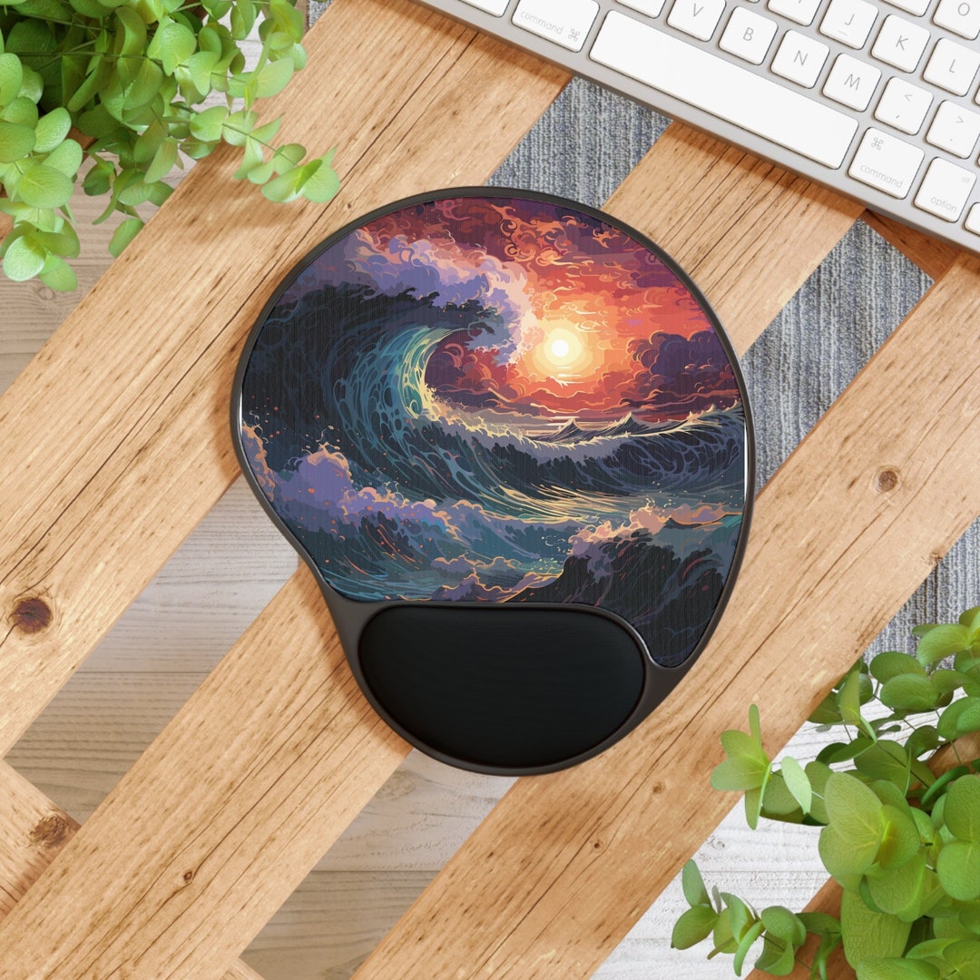 Ocean Waves Mouse Pad With Wrist Rest | Nature Mousepad | Tropical Desk ...