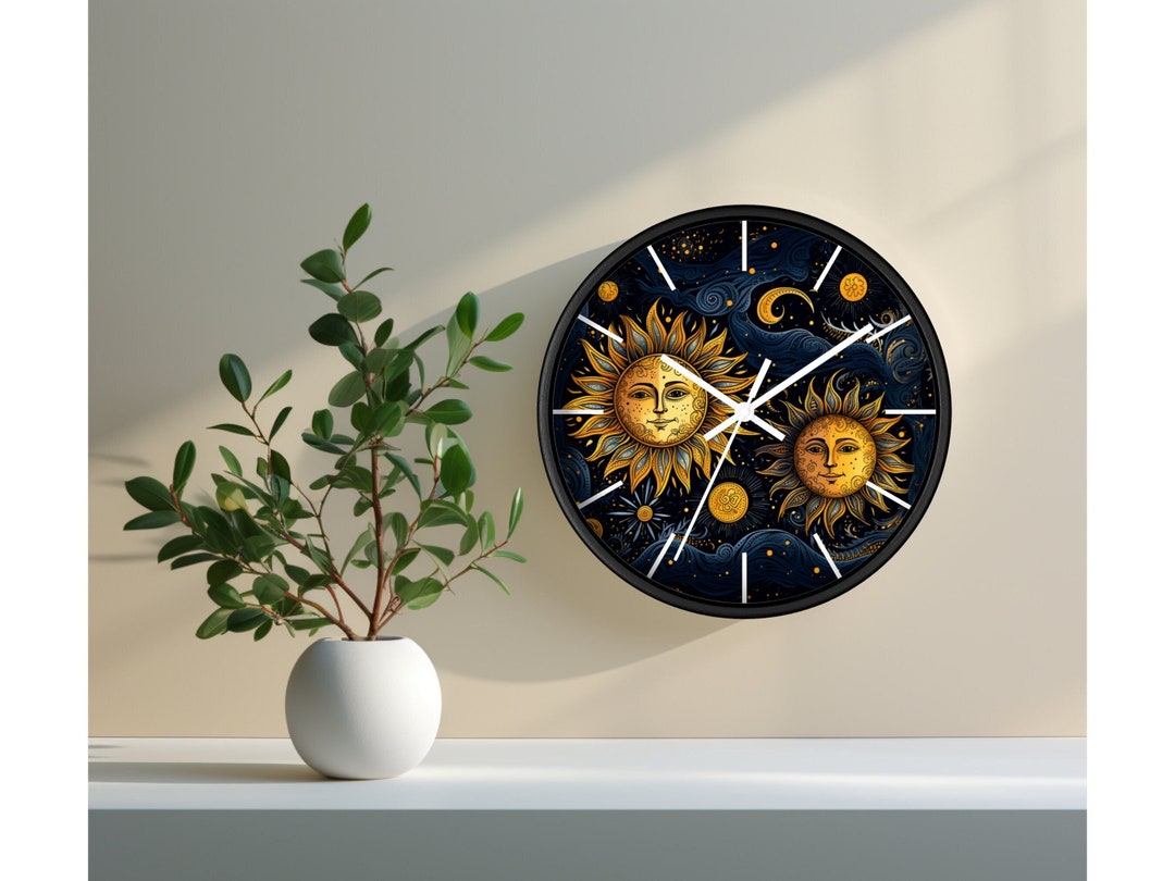 Celestial Sun Wall Clock | Cottage Core Wall Decor | Moon Clock ...