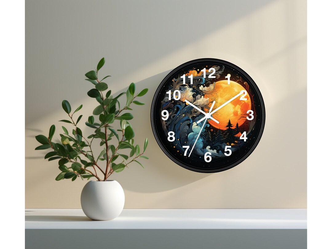 Celestial Nature Wall Clock Sun and Moon Wall Decor Battery Operated ...