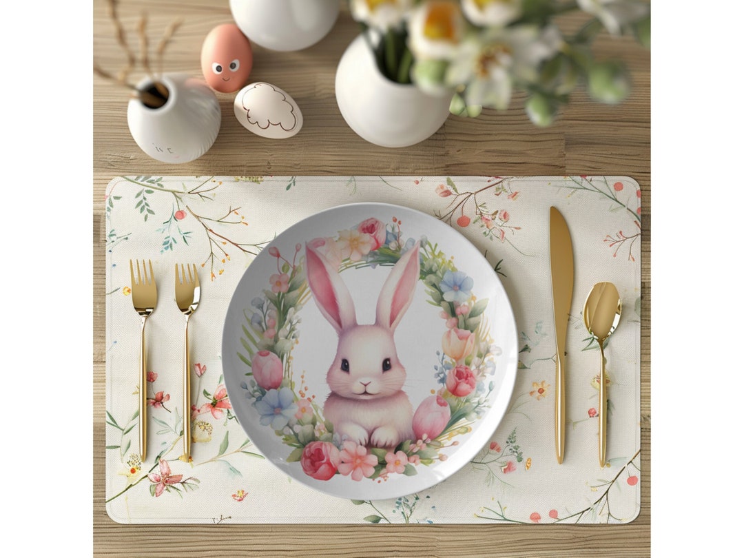 Happy Easter Plates Set | Easter Dinnerware | Easter Bunny Plate ...