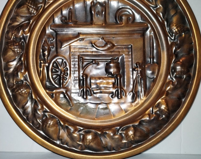 VTG Coppercraft Guild Colonial Fireplace Relief Decorative Wall Plate ...