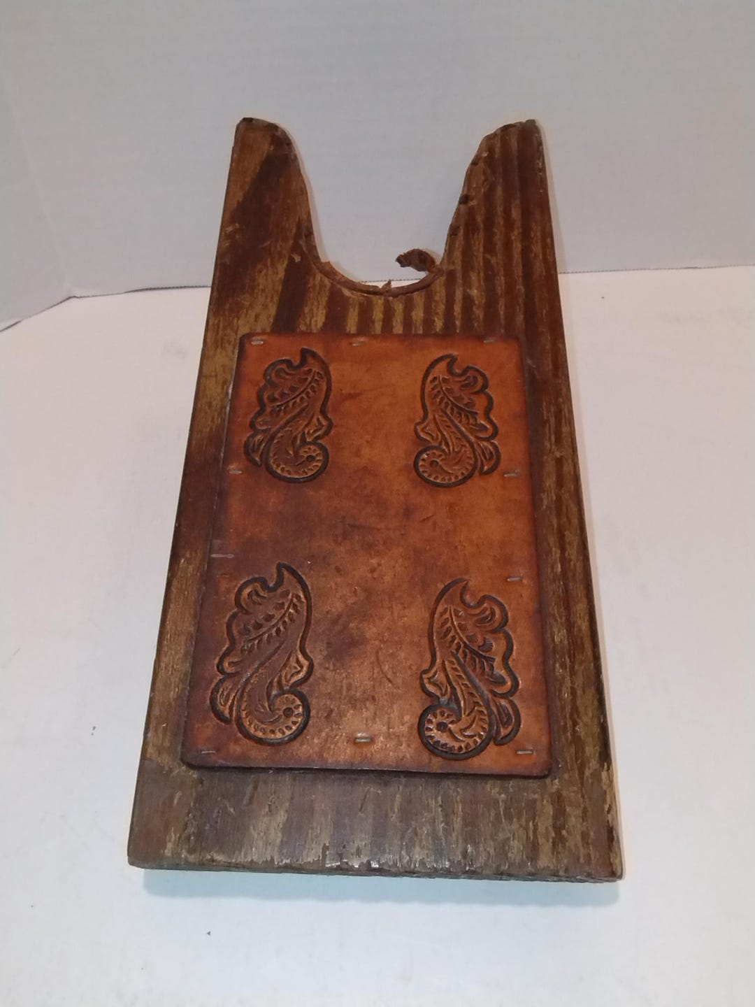 VINTAGE BOOT JACK Remover Wooden Tooled Leather - Etsy