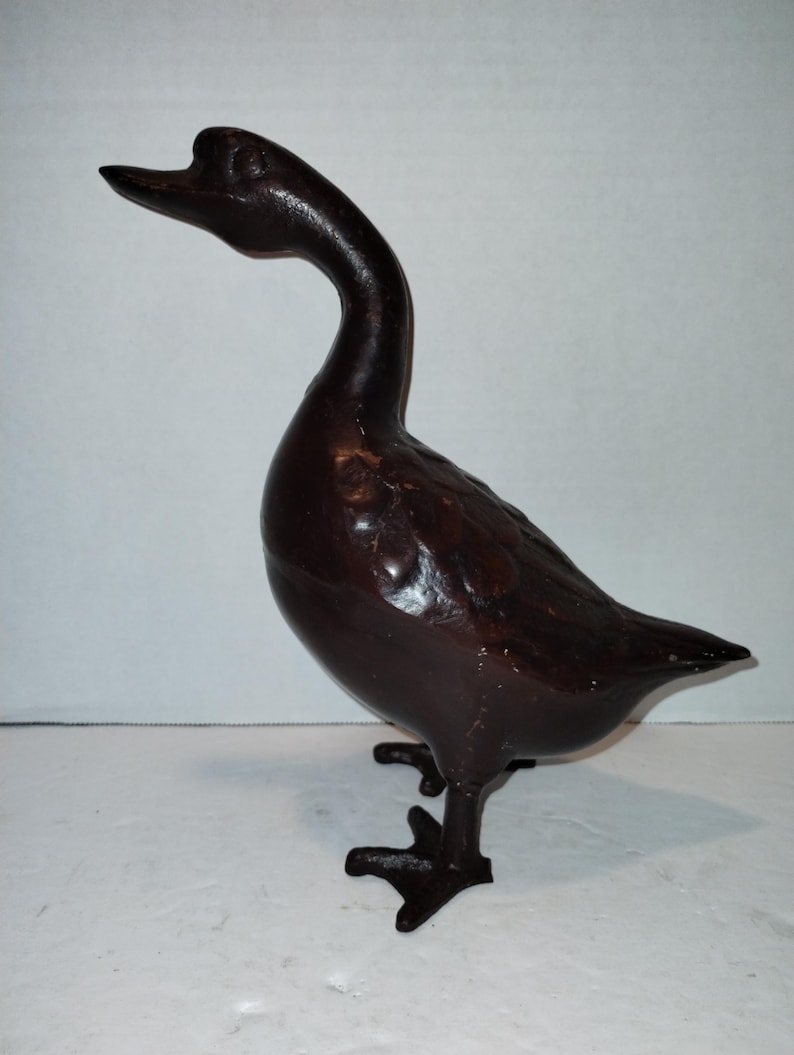 Japan Large Antique Cast Iron Garden Goose Duck 9.25" High Vintage ...