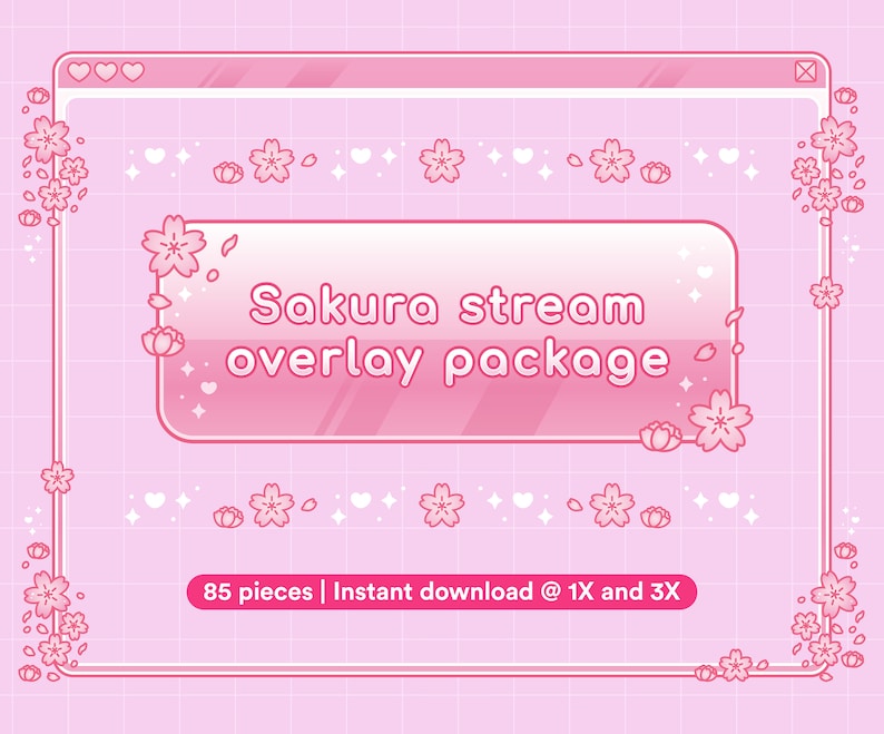 Sakura Stream Overlay Package | Pink Floral Graphics (digital Download) - Etsy