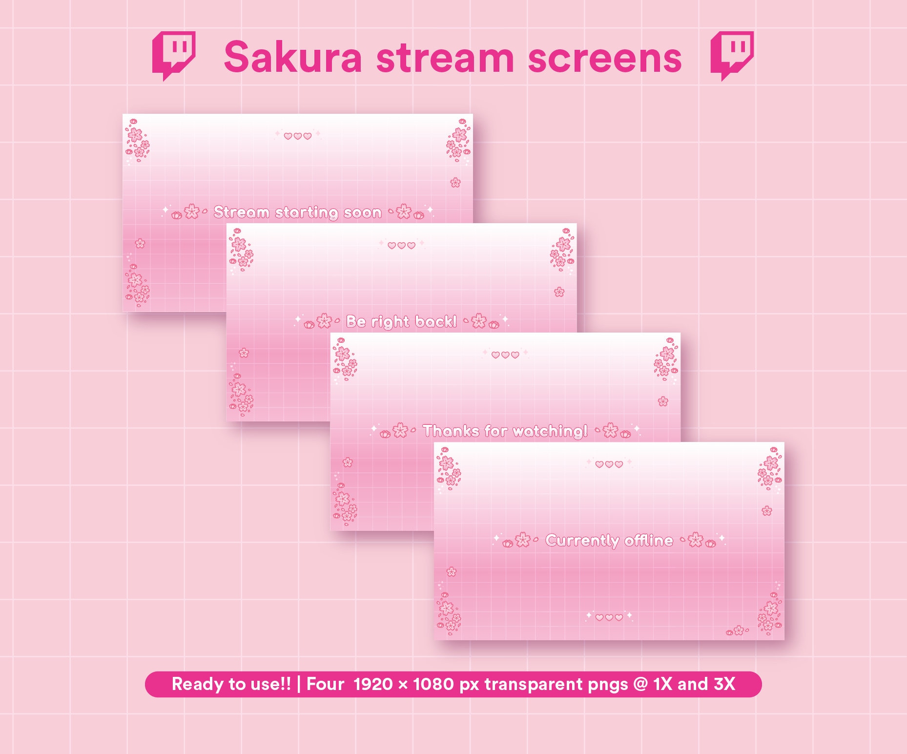 Twitch Sakura Stream Package | Streamer Graphics | Pink Floral ...