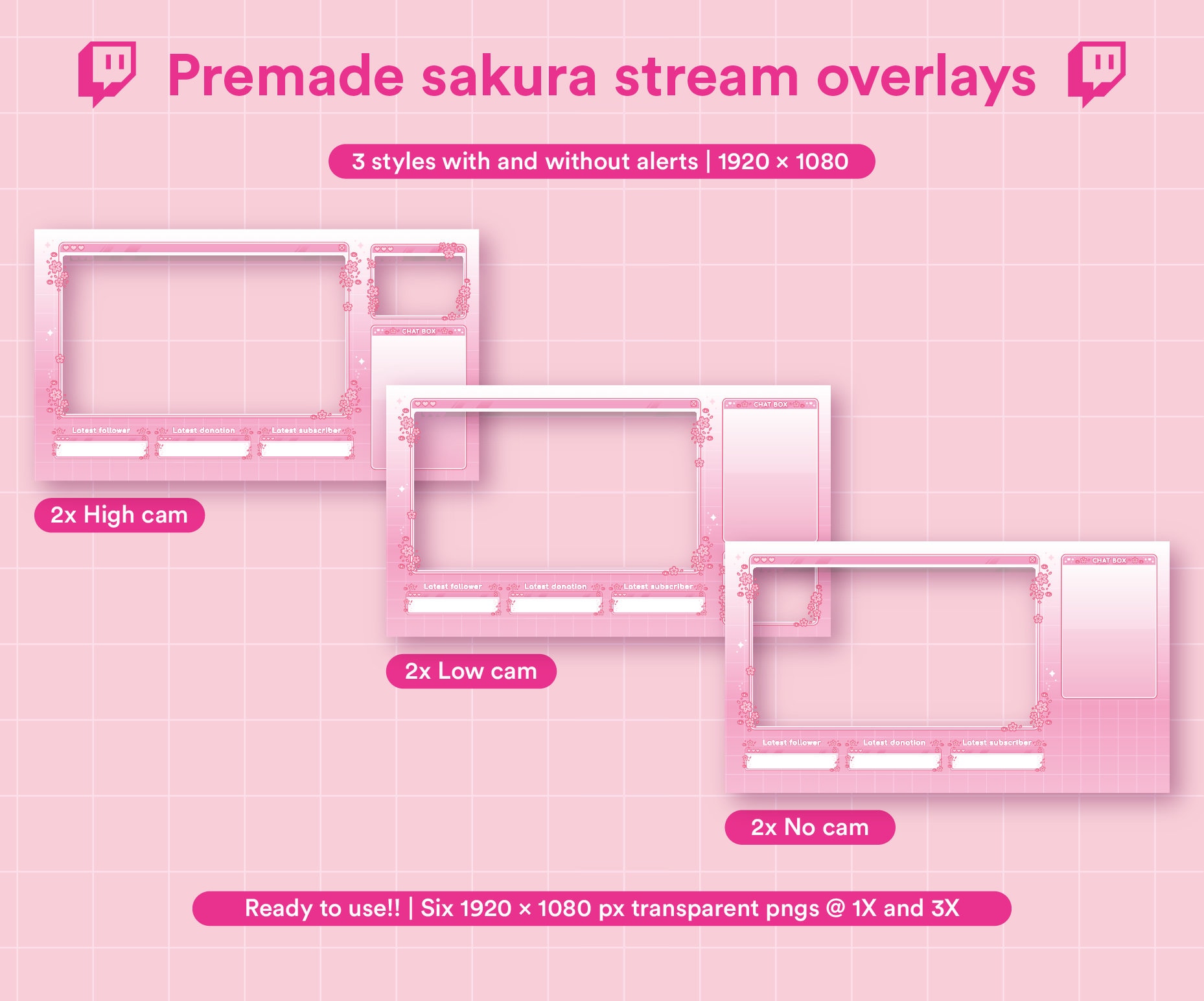 Twitch Sakura Stream Package | Streamer Graphics | Pink Floral ...