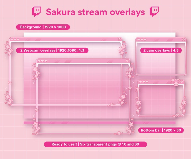 Sakura Stream Overlay Package | Pink Floral Graphics (digital Download) - Etsy