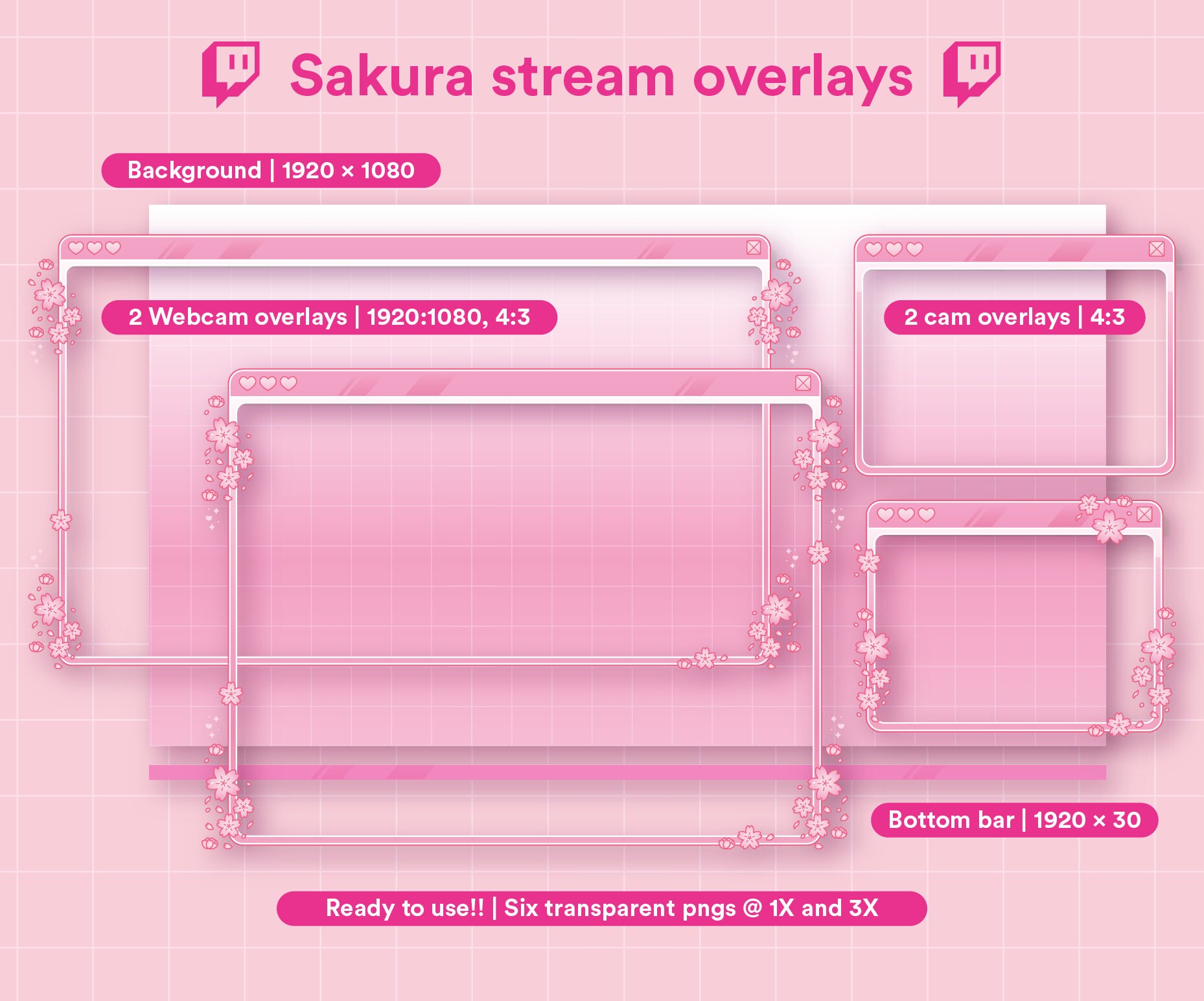 Twitch Sakura Stream Package | Streamer Graphics | Pink Floral ...